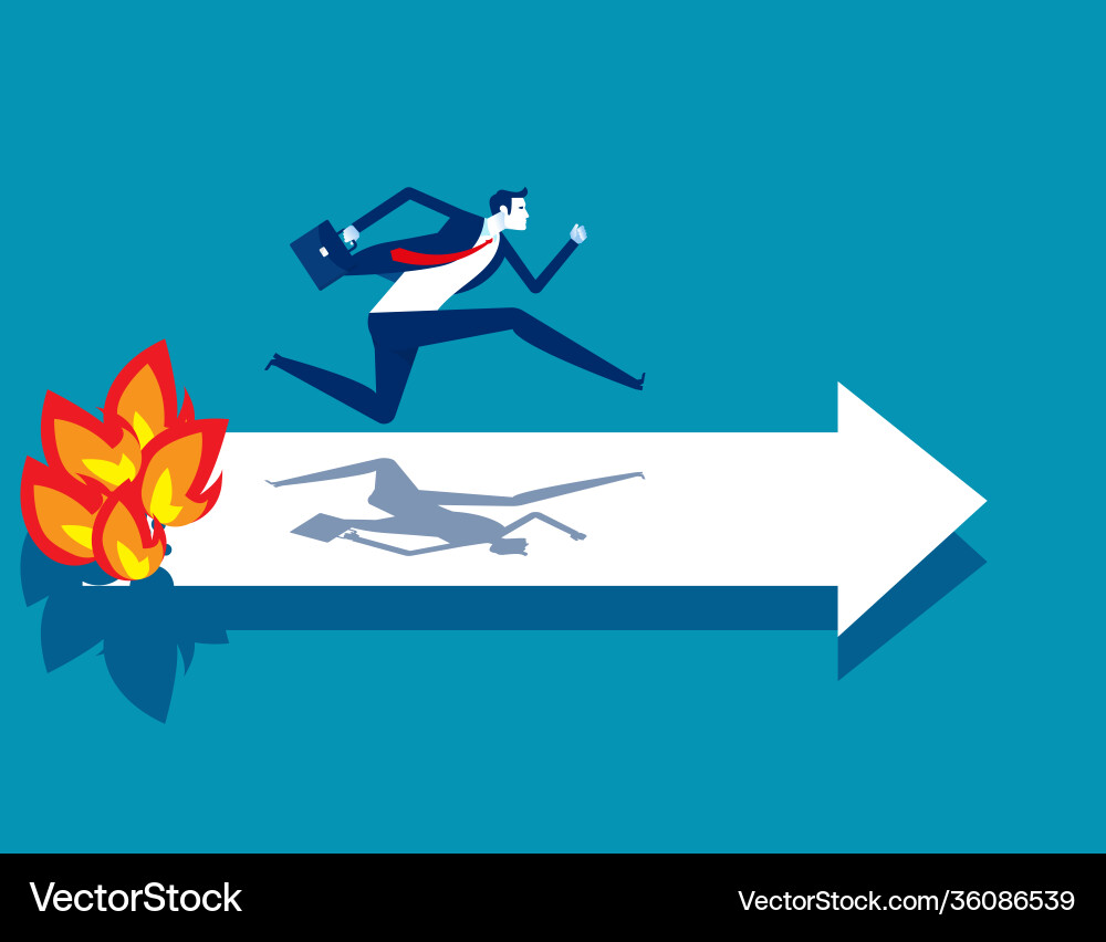 A businessman ran away from burning arrow Vector Image