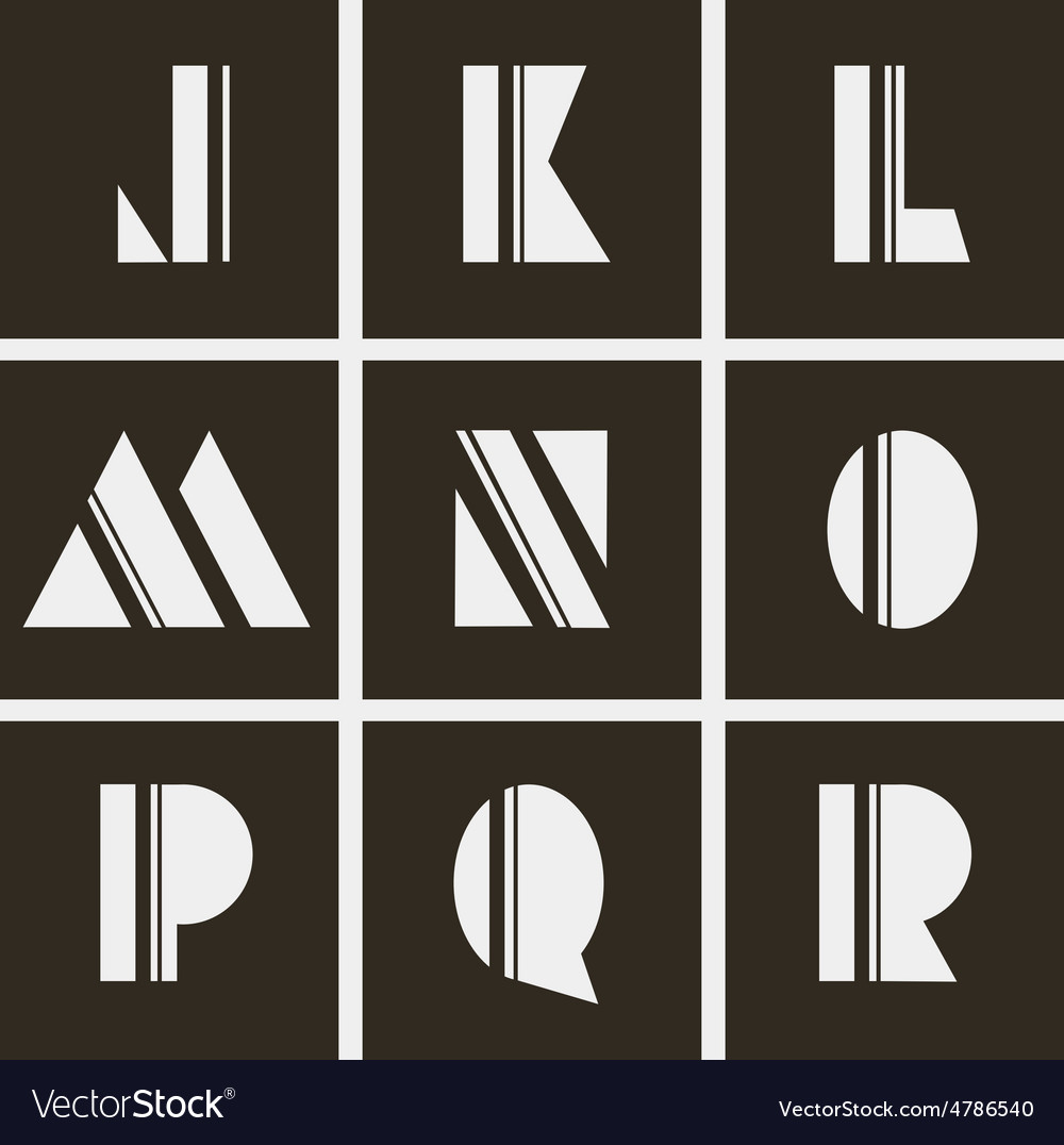 Alphabet Letters of geometric shapes and lines Vector Image