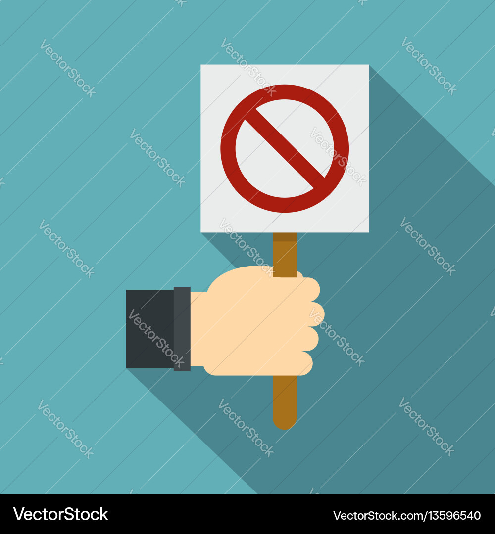Hand holding stop sign icon flat style Royalty Free Vector