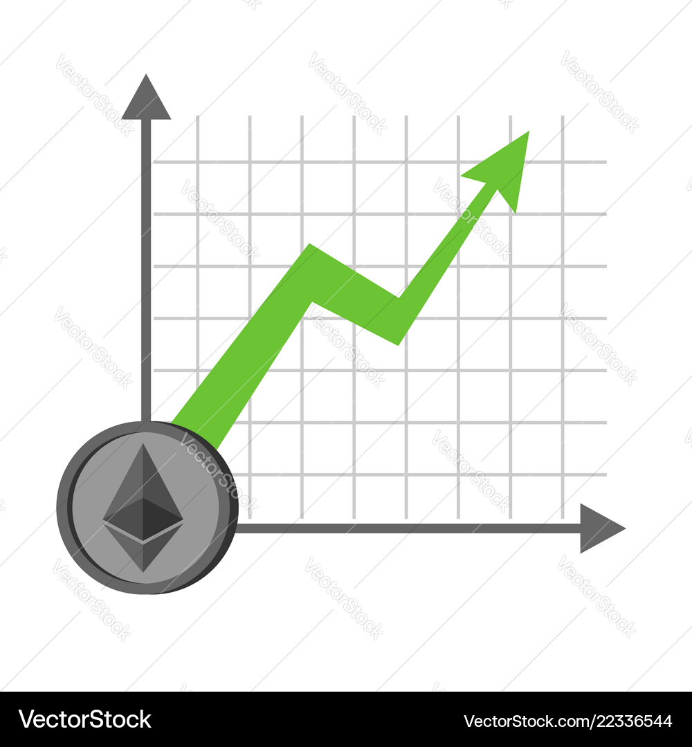 Growth etherium graph of cryptocurrency Royalty Free Vector