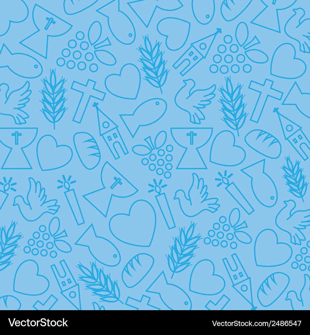 Blue background with communion icons Royalty Free Vector