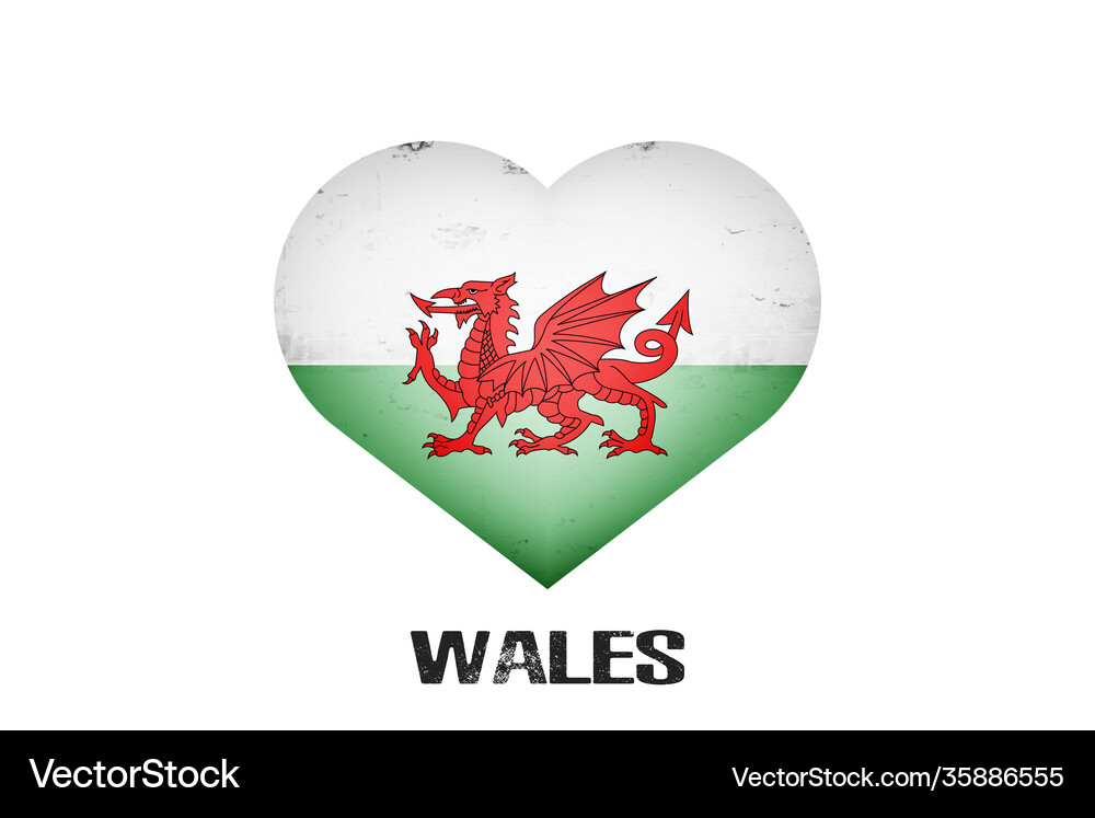Flag wales in form a heart Royalty Free Vector Image