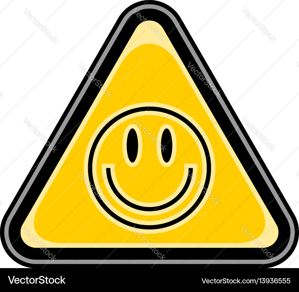 Smiley face sign triangular sticker Royalty Free Vector