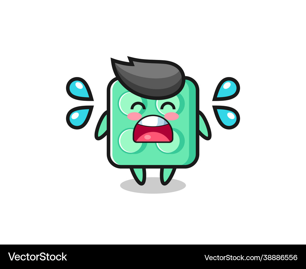 Brick toy cartoon with crying gesture Royalty Free Vector