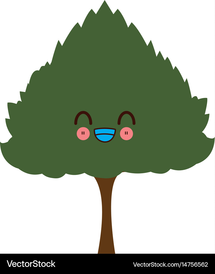 Kawaii tree nature forest image Royalty Free Vector Image - VectorStock