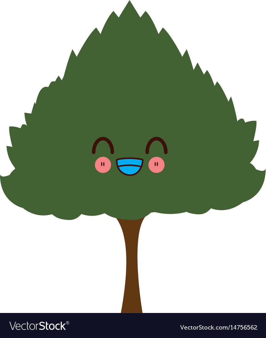 Kawaii Tree Nature Forest Image Royalty Free Vector Image