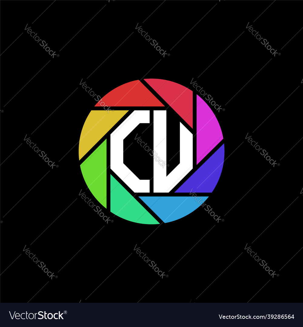 Cu monogram polygonal rainbow Royalty Free Vector Image