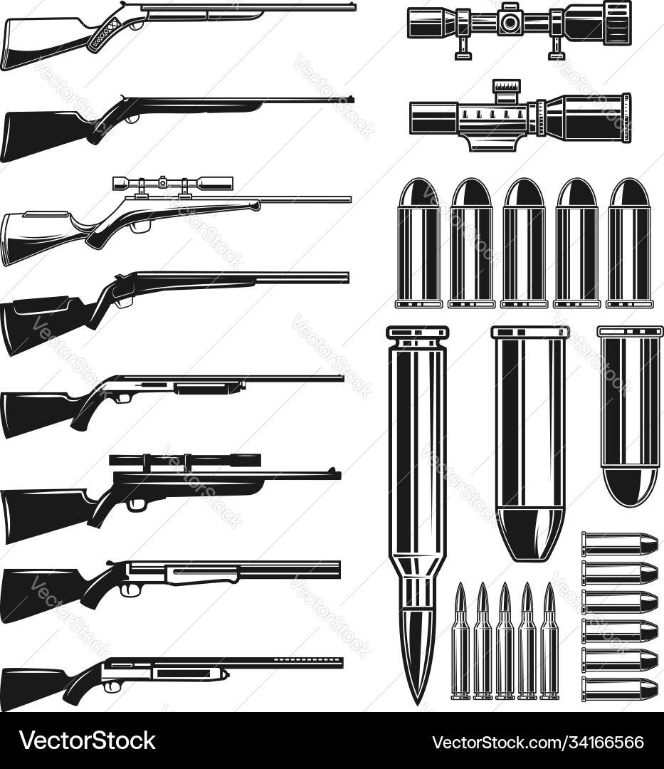 Set vintage style weapon isolated on white Vector Image