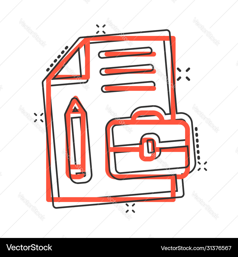 Document note with pen icon in comic style paper Vector Image