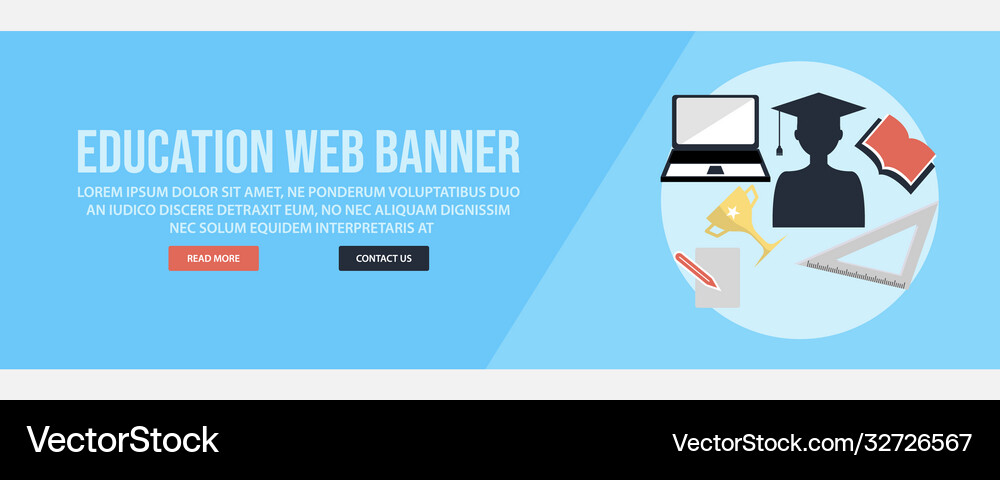 Education web banner template design Royalty Free Vector