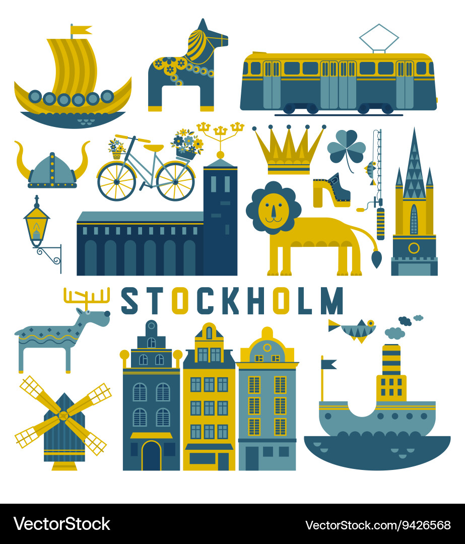 Set of stockholm Royalty Free Vector Image - VectorStock