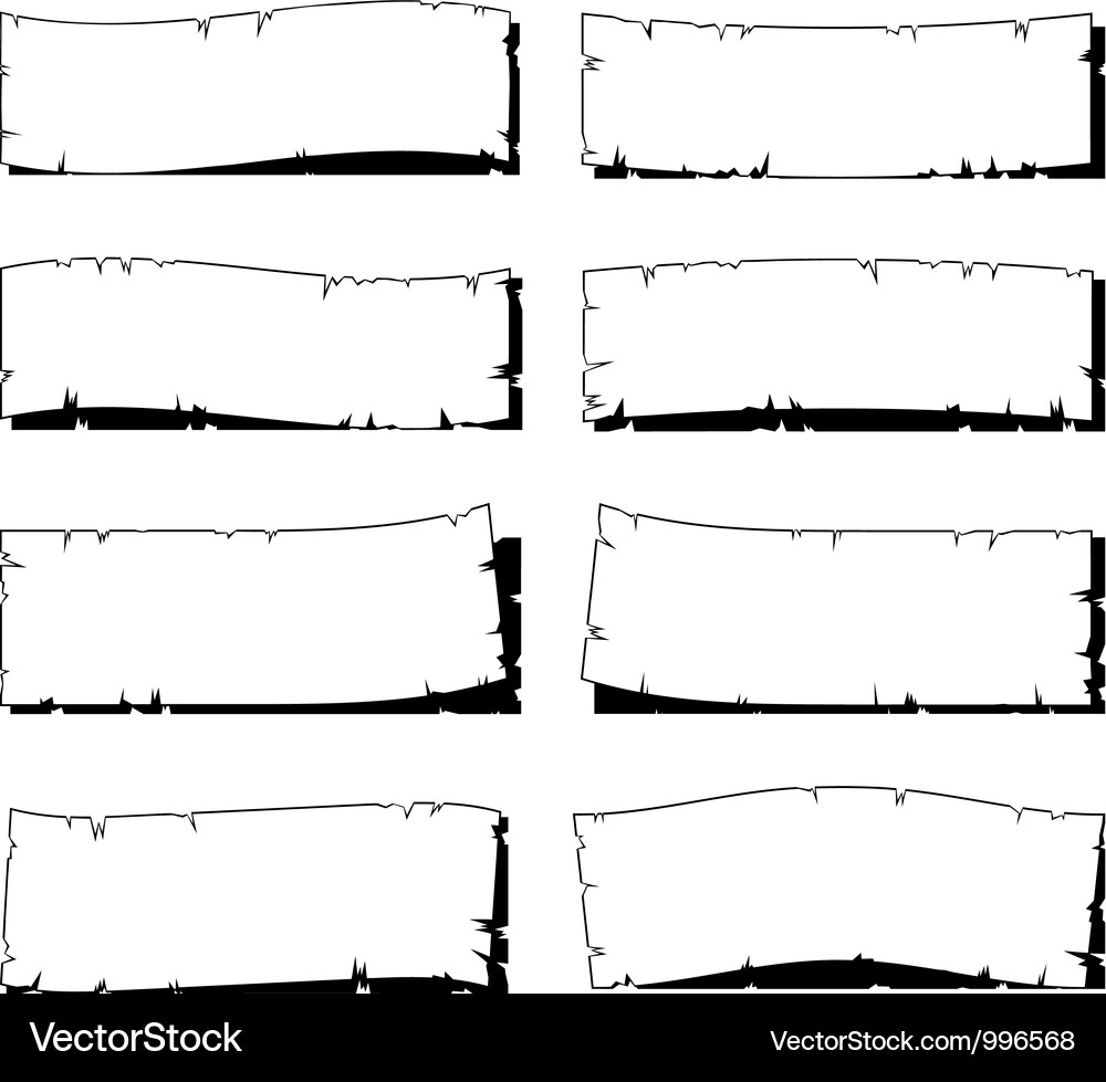 Set of white ripped old paper frame with shadow Vector Image