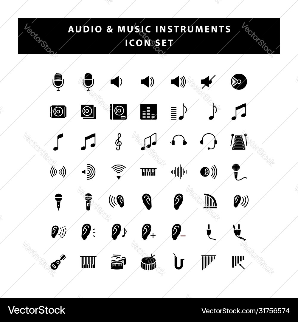 Set audio and musical instruments icon Royalty Free Vector