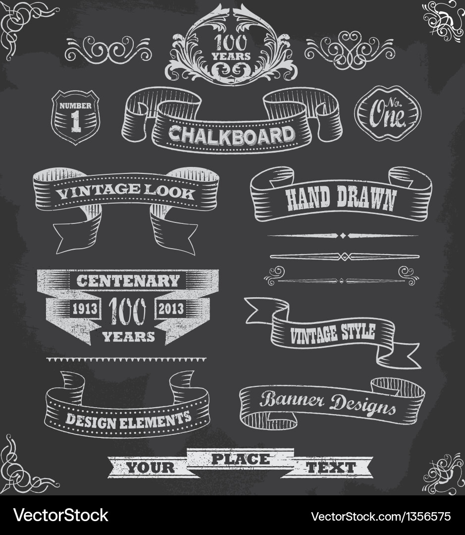 Chalkboard calligraphy banners Royalty Free Vector Image