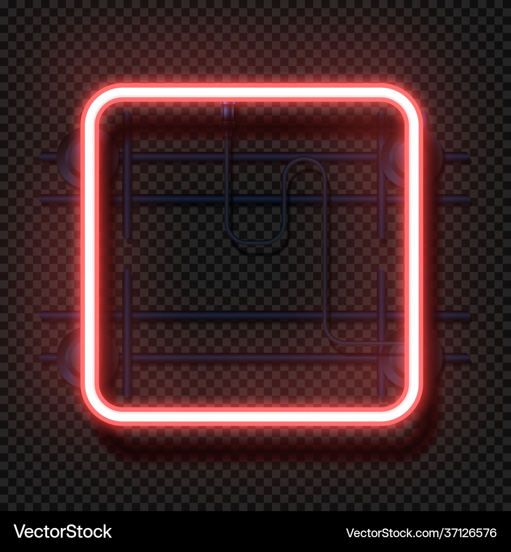 Rectangle neon lamp realistic square fluorescent Vector Image