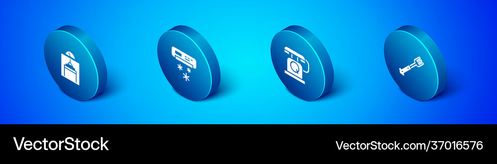 Set isometric lift telephone handset fork Vector Image