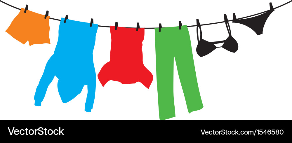 Clothes hanging on a clothesline Royalty Free Vector Image