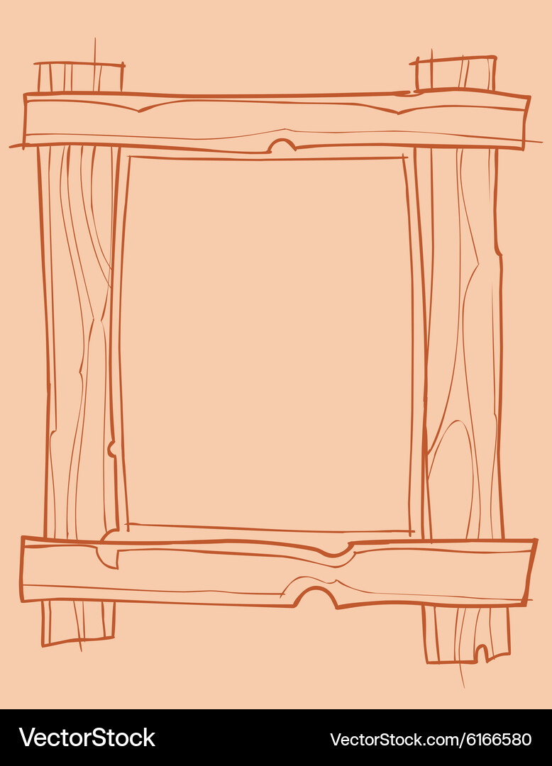 Wooden frame outline drawing Royalty Free Vector Image