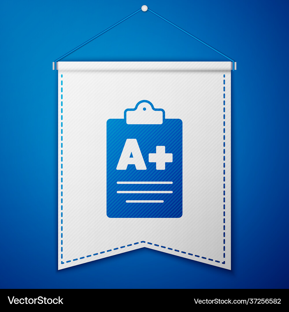 Blue exam sheet with a plus grade icon isolated Vector Image