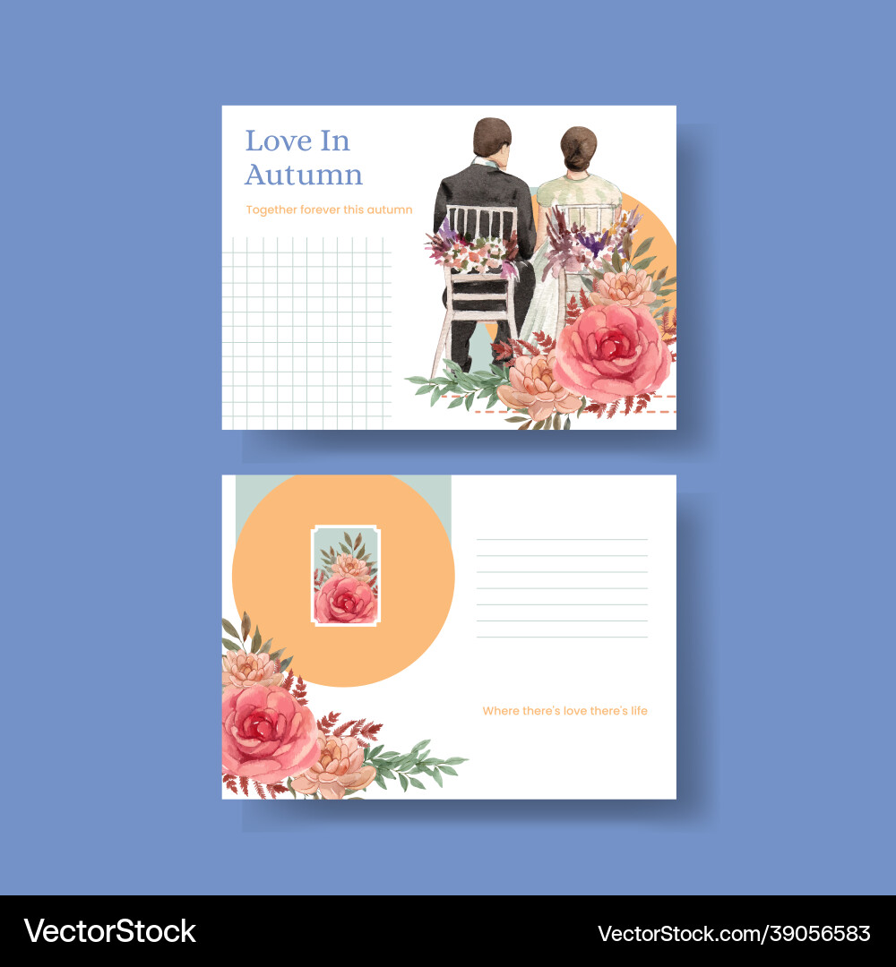 Postcard template with wedding autumn Royalty Free Vector