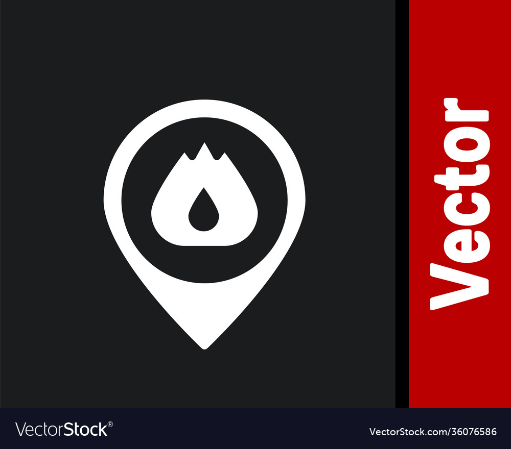 White map pointer with fire flame icon isolated Vector Image