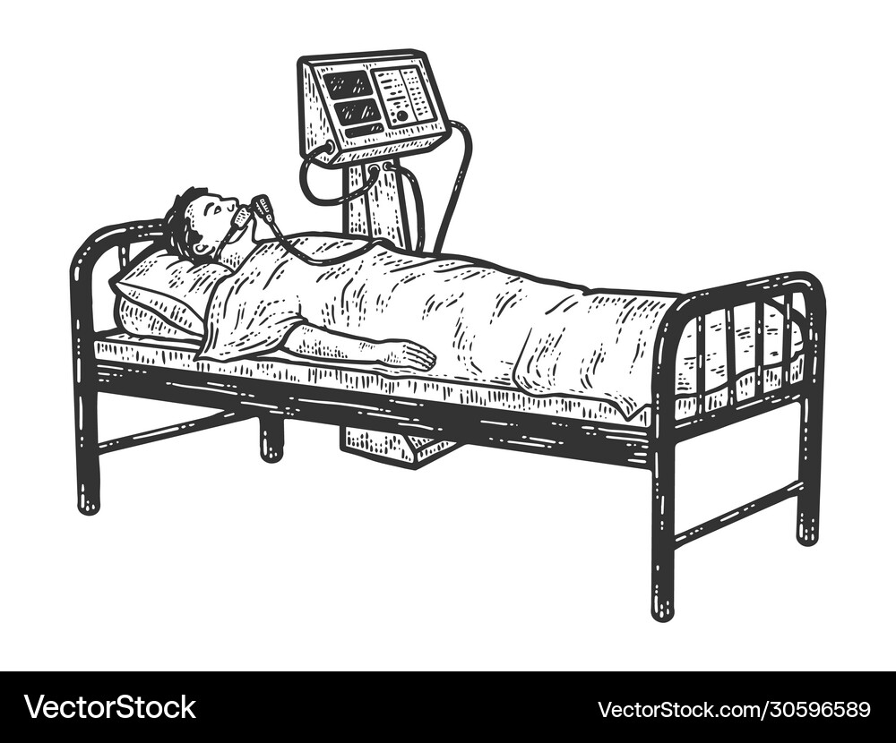 Coronavirus patient connected to ventilator Vector Image