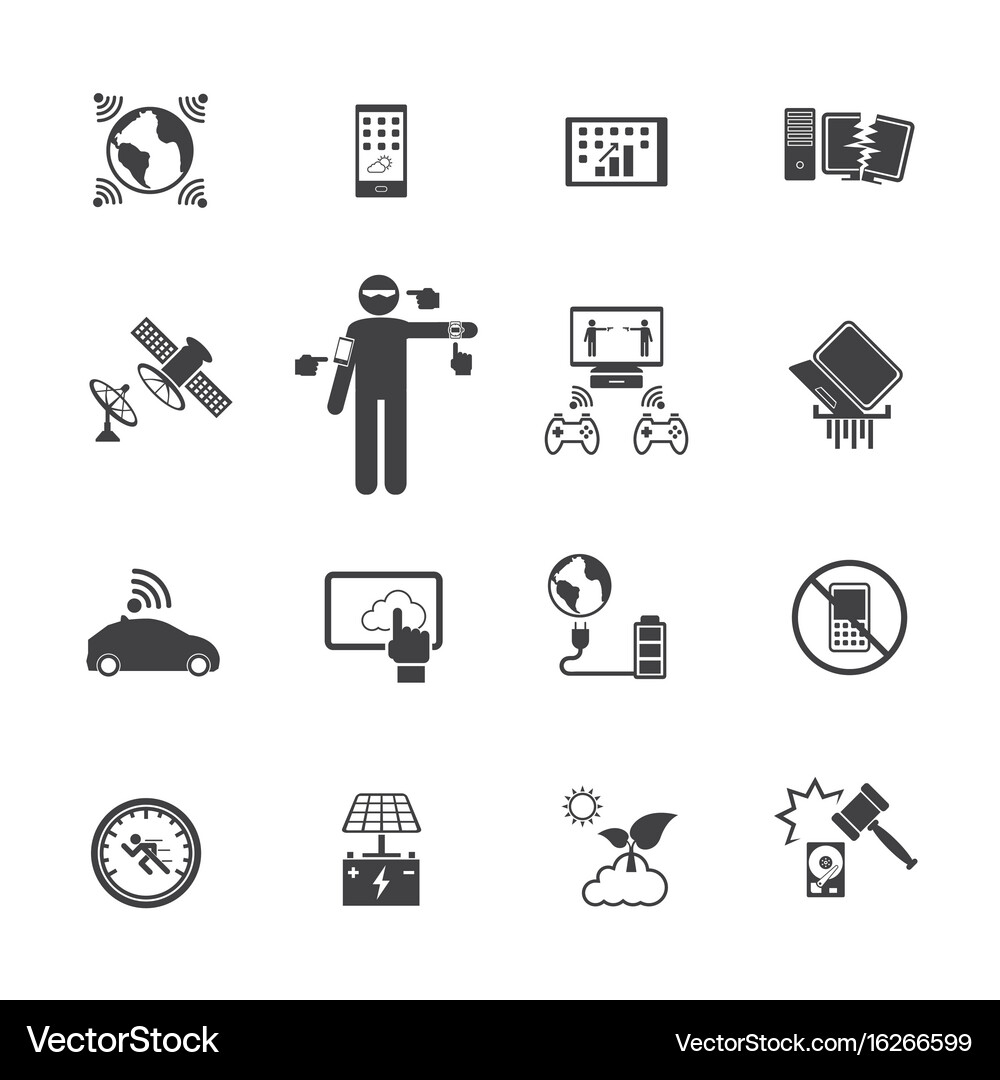 New technology trends icons set flat design Vector Image