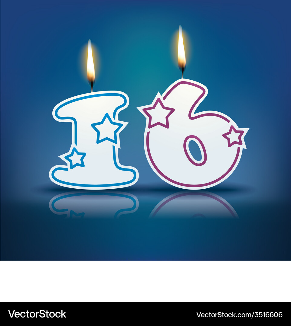 Birthday candle number 16 Royalty Free Vector Image
