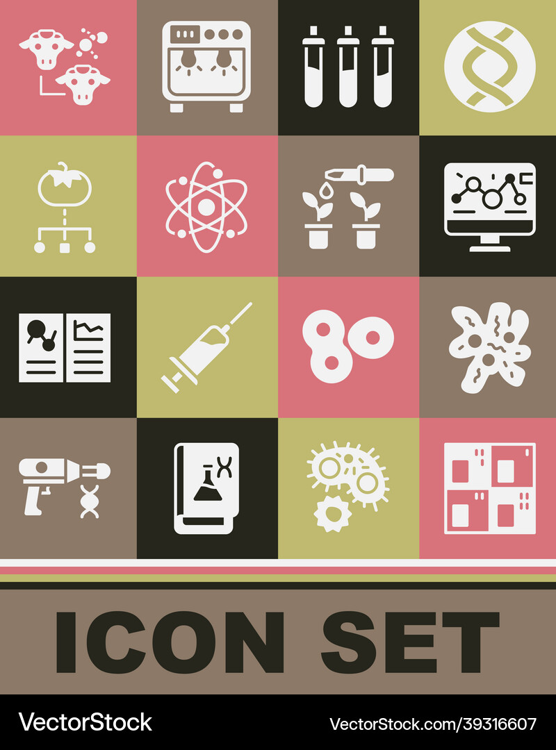 Set periodic table cell genetic engineering Vector Image