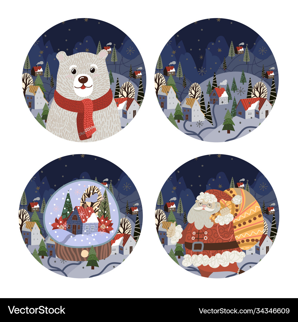 Round christmas-themed plate design Royalty Free Vector