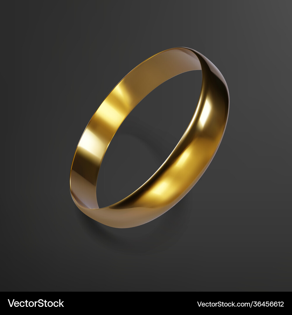 Realistic gold wedding ring 3d render golden Vector Image