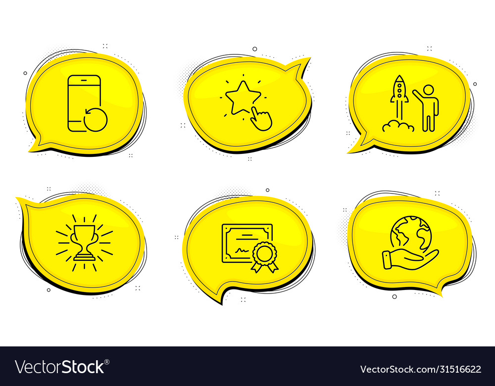 Launch project ranking star and trophy icons set Vector Image Launch project ranking star and trophy icons set Vector Image