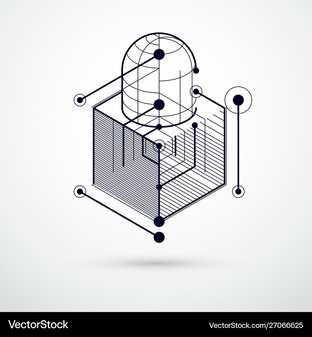 Abstract geometric 3d elements in futuristic Vector Image