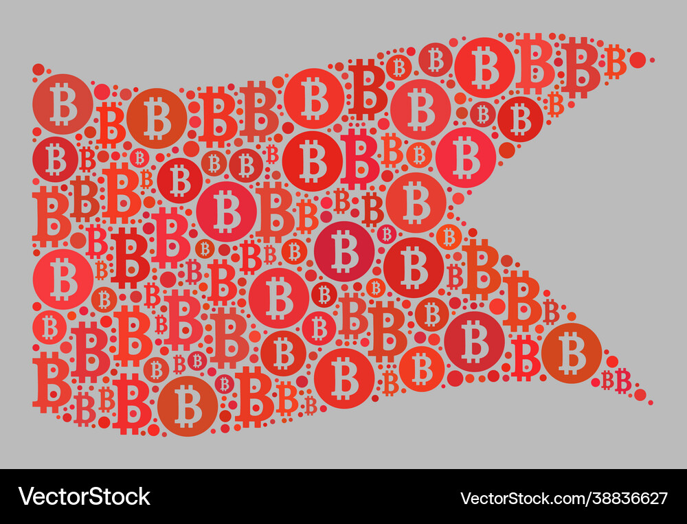 Bitcoin waving red guidon flag - mosaic Royalty Free Vector