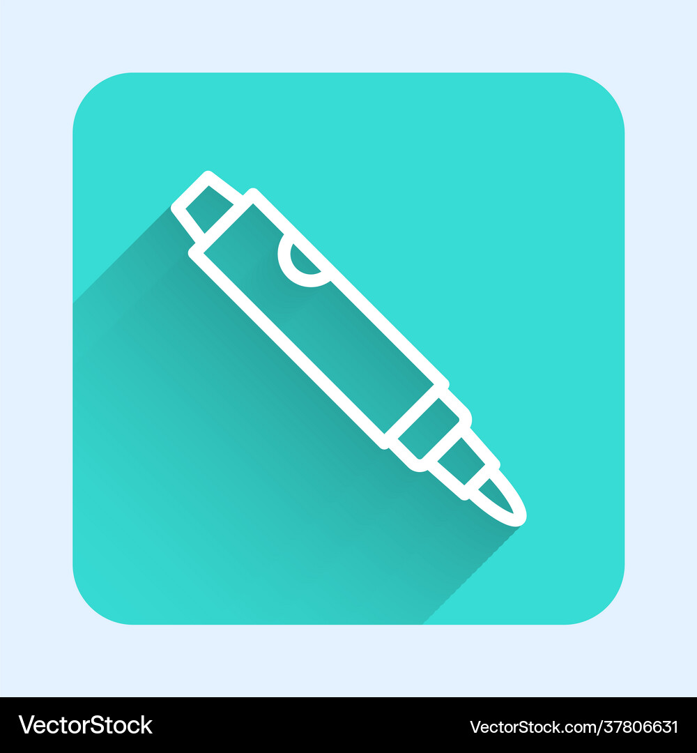 White line marker pen icon isolated with long Vector Image