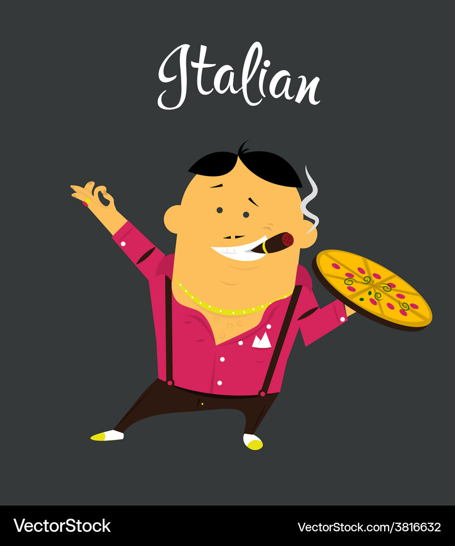 Italian man cartoon character citizen Royalty Free Vector