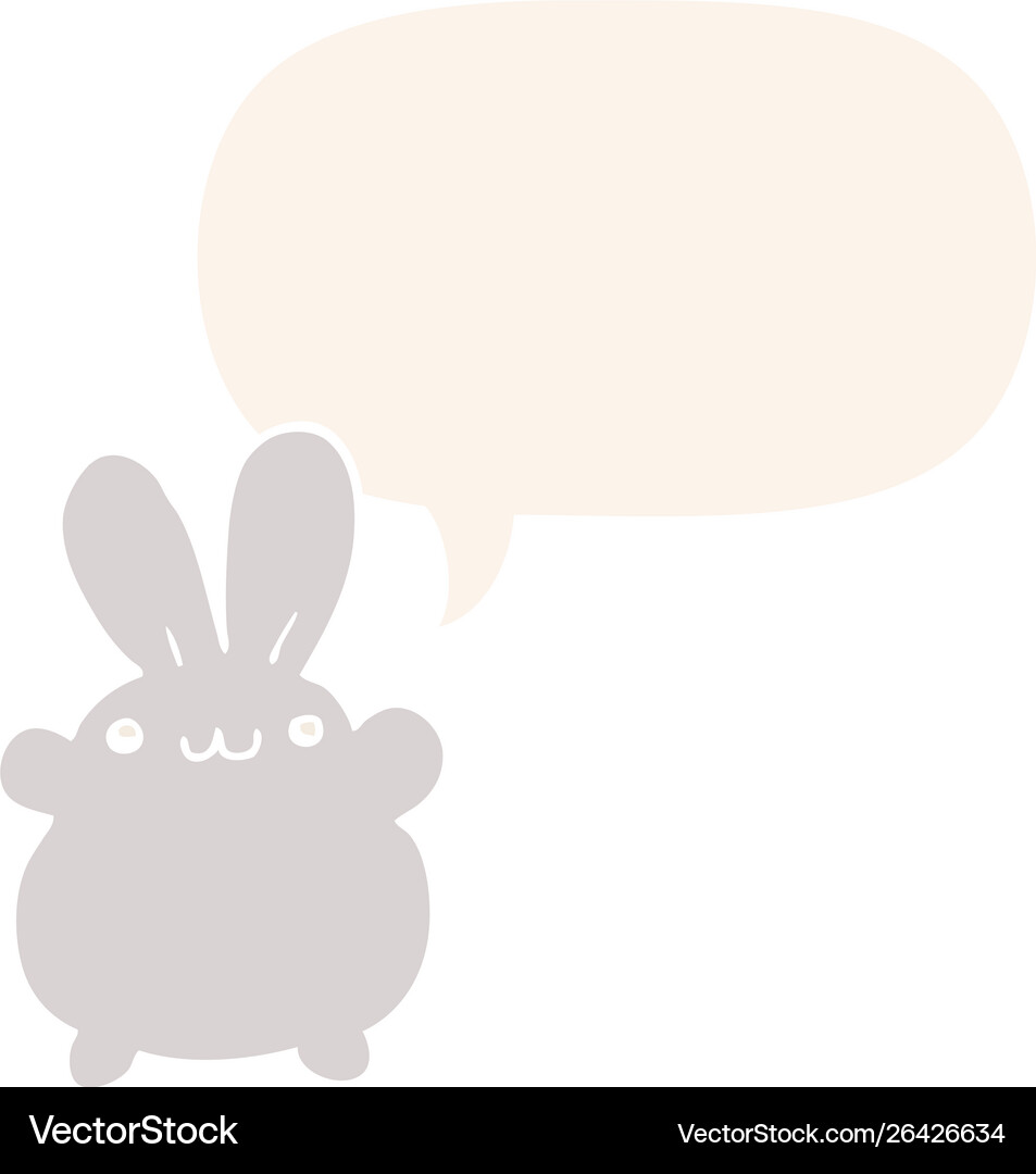 Cartoon rabbit and speech bubble in retro style Vector Image