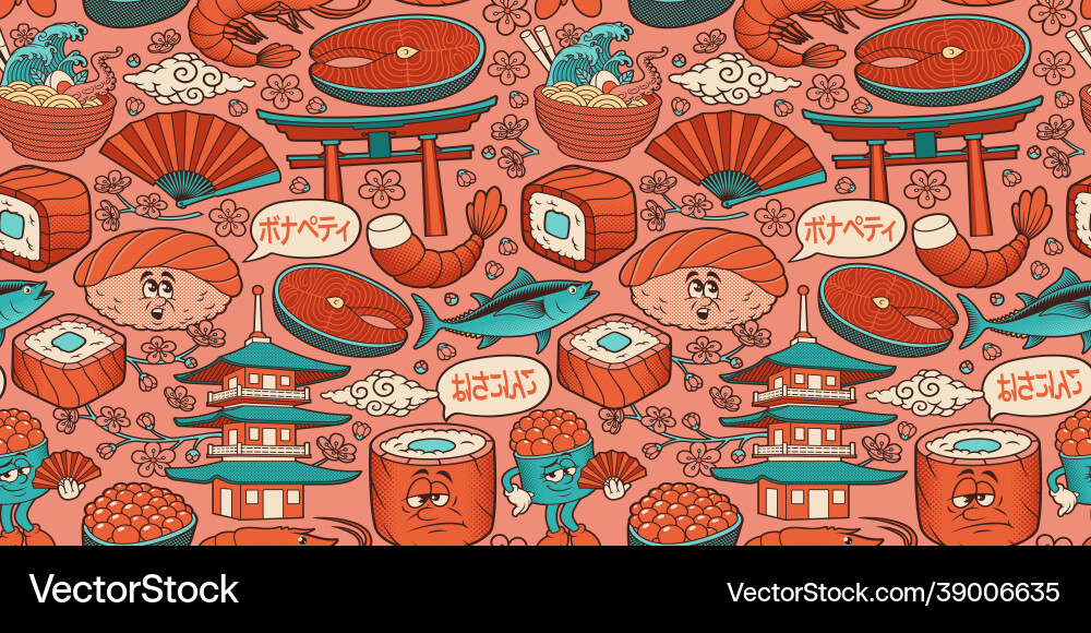 Seamless pattern for a japanese food theme Vector Image