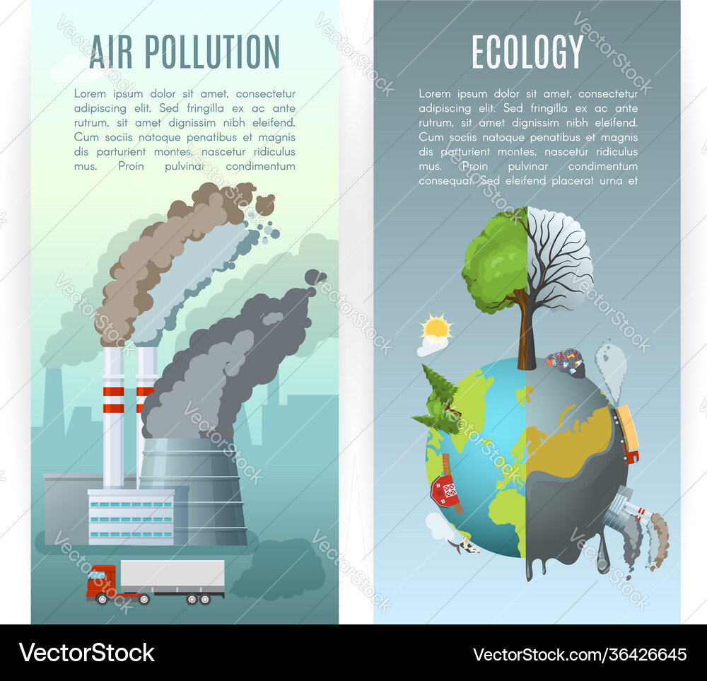 Environmental pollution vertical banners Vector Image