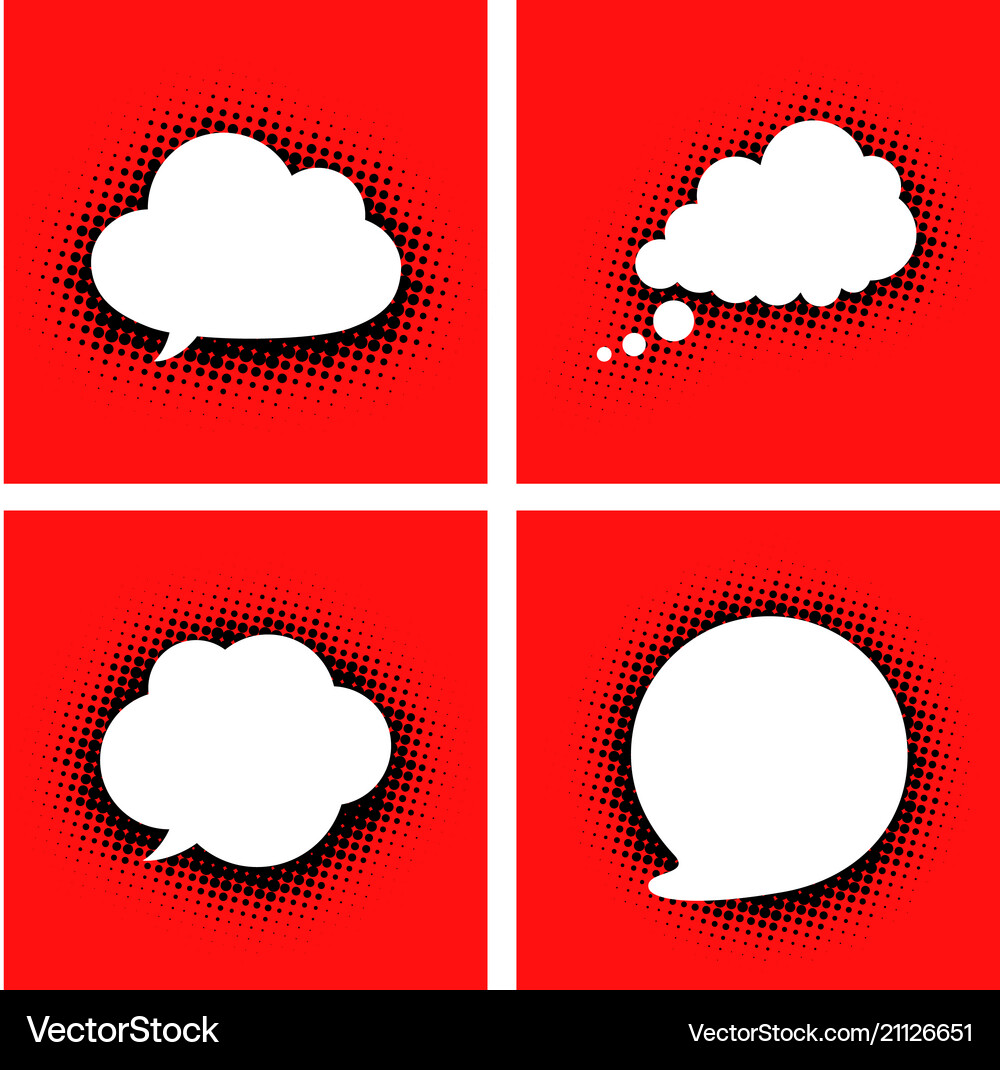 White speech clouds with dotted shadow on red Vector Image
