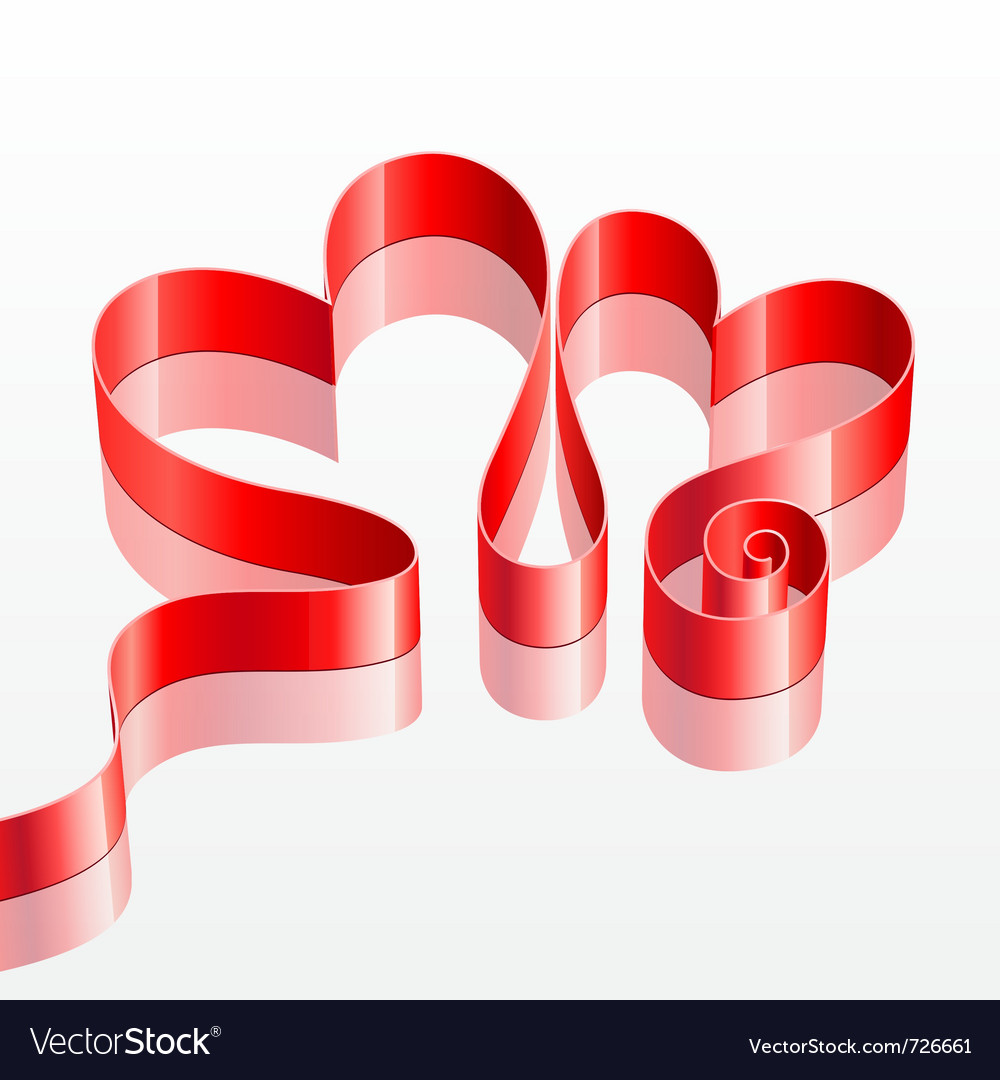 Heart shaped red ribbon Royalty Free Vector Image