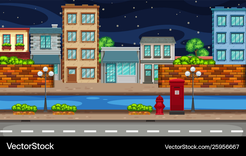 A night urban scene Royalty Free Vector Image - VectorStock