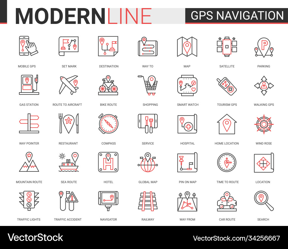 Gps navigation service line icon Royalty Free Vector Image