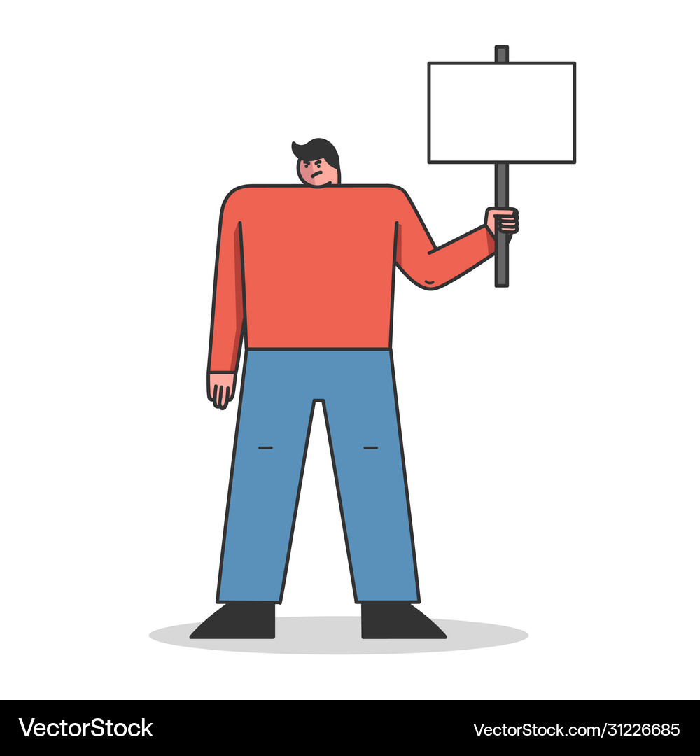 Protest action concept dissatisfied man Royalty Free Vector