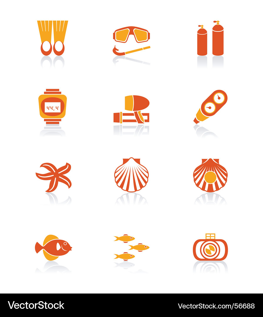 Scuba diving icons Royalty Free Vector Image - VectorStock