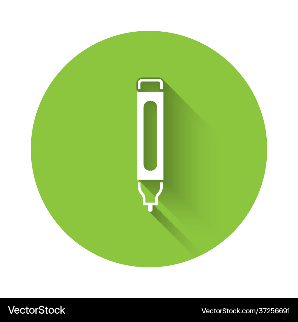 White marker pen icon isolated with long shadow Vector Image