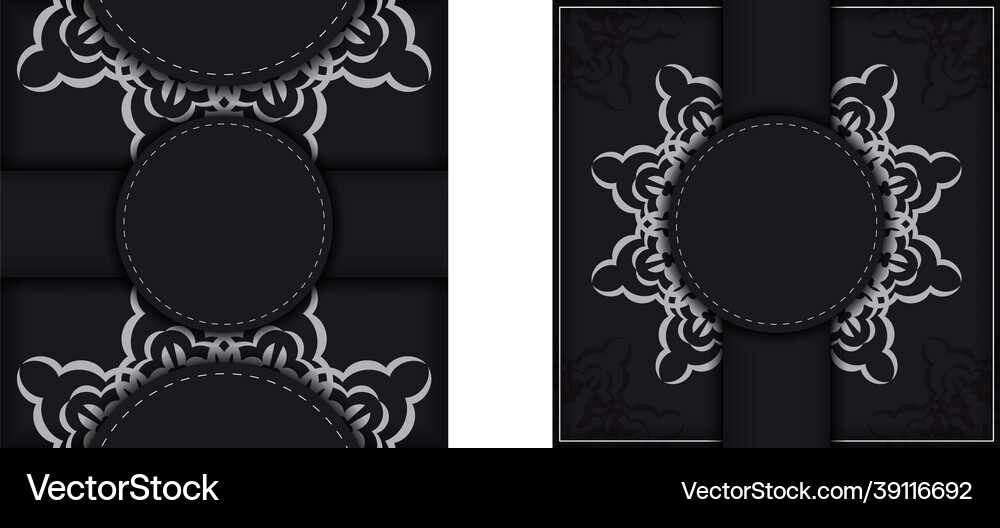 Square postcard design in black color Royalty Free Vector