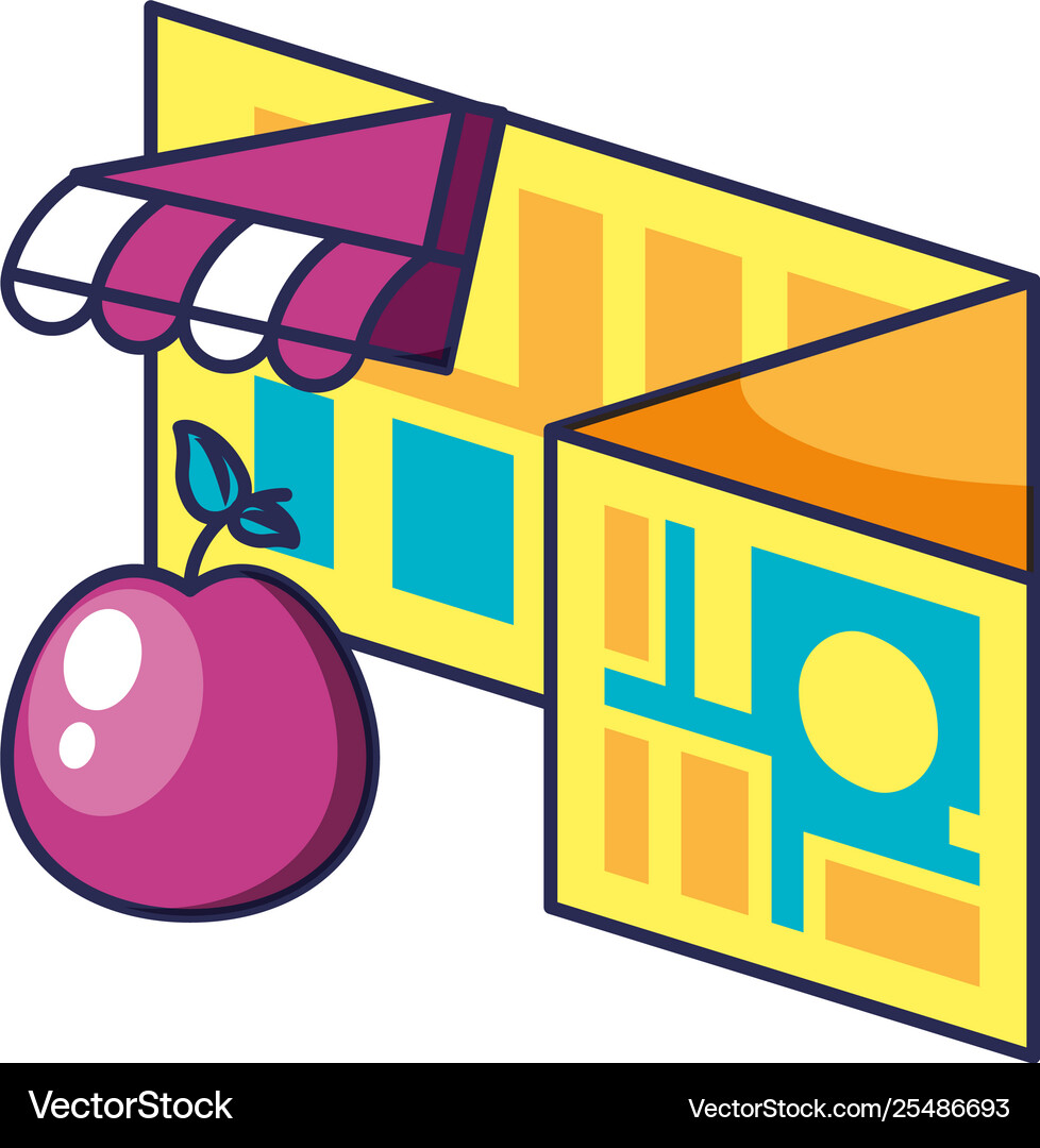 Fresh apple fruit with map guide location Vector Image