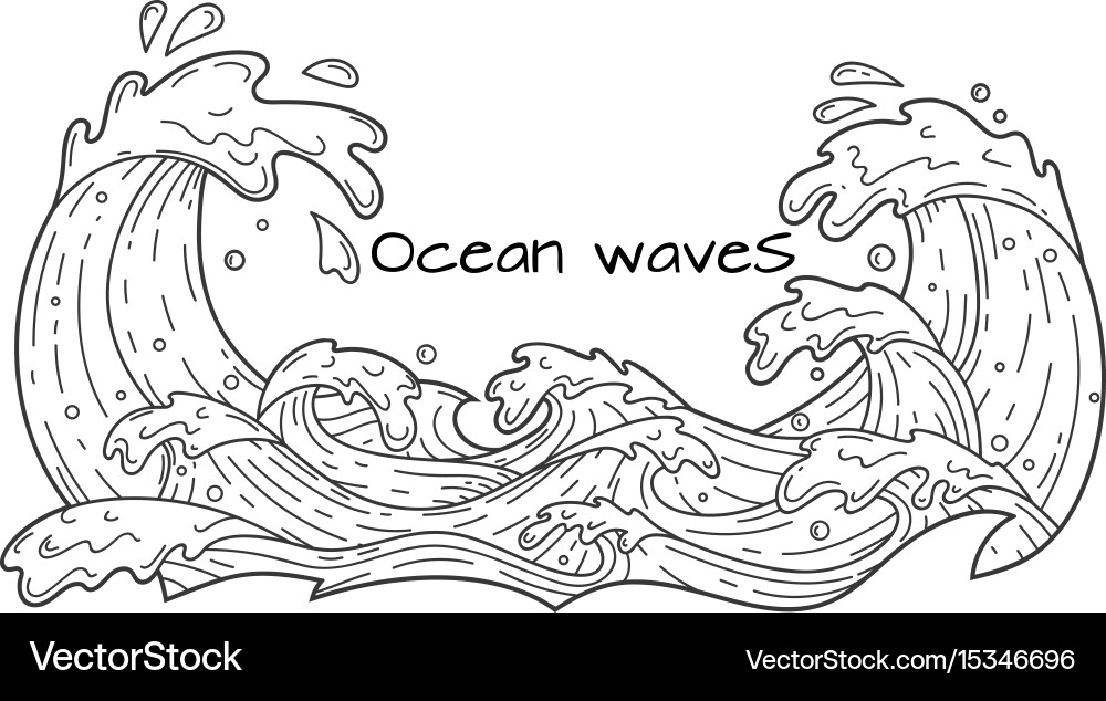 Ocean waves outline Royalty Free Vector Image - VectorStock