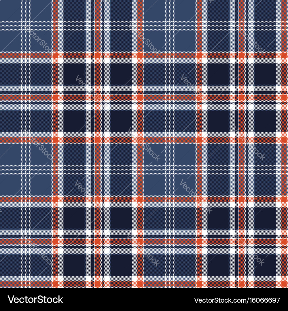 Blue check fabric texture pixel seamless pattern Vector Image